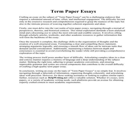 Term Paper Essays | PDF