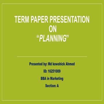 Planning based on a company | PPT