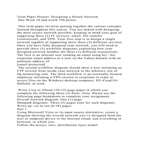 Term Paper Project Designing A Secure Network Due Week 10 And Wordocx Computer Networking