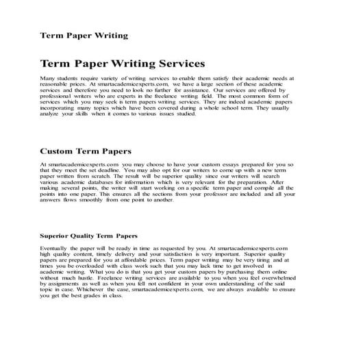 Term Paper Writing | PDF