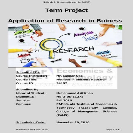 Term project application of research in businesses-methods in business ...