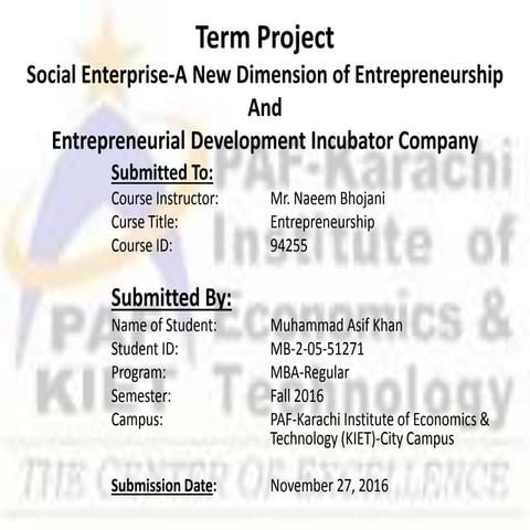 Social Eterprise- A New Dimension of Entrepreneurship | PPTX
