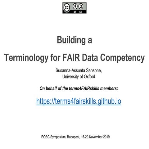 Terms4FAIRskills inititive for EOSC | PPT