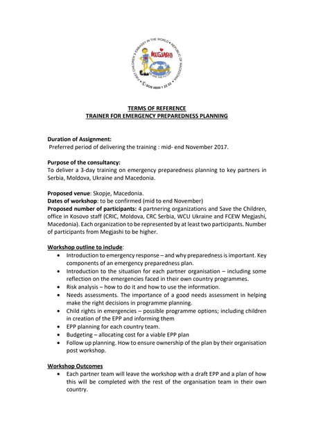 TERMS OF REFERENCE TRAINER FOR RESILIENCE APPROACH | PDF