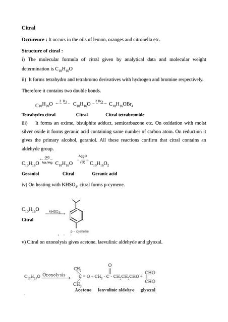 Citral - isolation,identification and structure elucidation | PDF