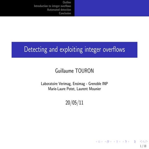 Detecting And Exploiting Integer Overflows Ppt 
