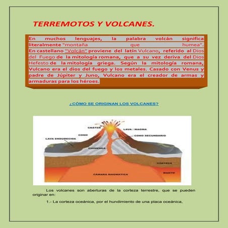 Hojas De Trabajo Sobre Terremotos Y Volcanes