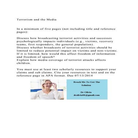 Terrorism and the MediaIn a minimum of five pages (not inclu.docx