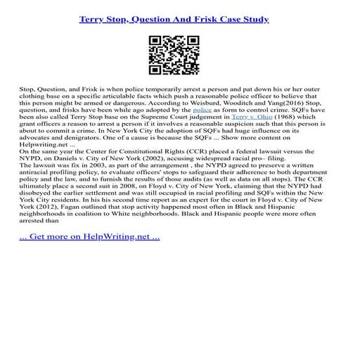 Terry Stop, Question And Frisk Case Study | PDF