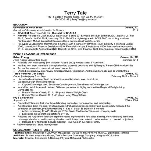 Terry's Resume | DOCX | Business | Business and Finance