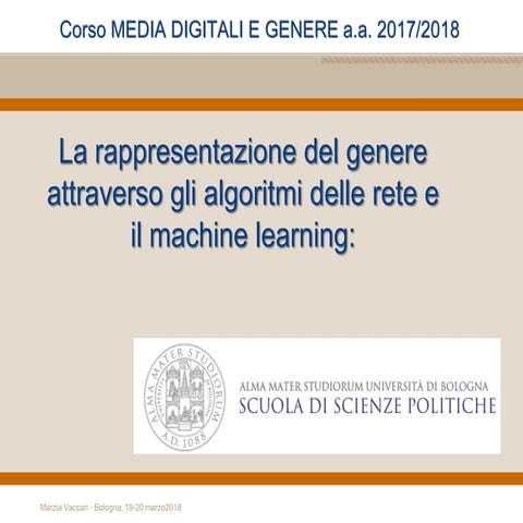La rappresentazione del genere attraverso gli algoritmi delle rete e il ...