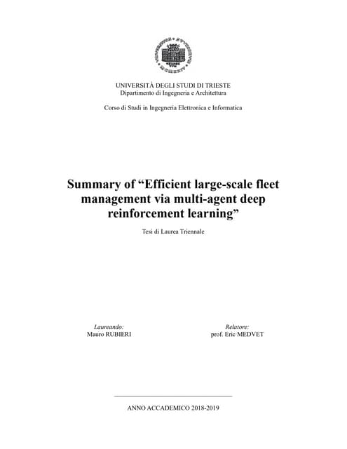 Summary Of “efficient Large Scale Fleet Management Via Multi Agent Deep Reinforcement Learning