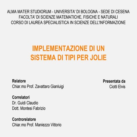 Tesi sistema di tipi jolie | PPT