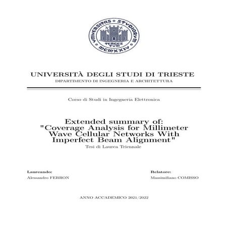 Extended Summary Of Coverage Analysis For Millimeter Wave Cellular Networks With Imperfect