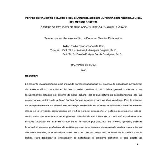 PERFECCIONAMIENTO DIDÁCTICO DEL EXAMEN CLÍNICO EN LA FORMACIÓN ...