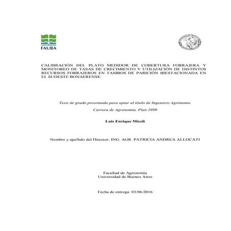 Rising Plate Meter - Tesis Luis Miceli | PDF