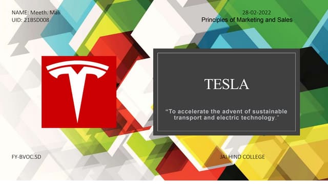 Tesla Motors Introduction Into INDIA | PPTX