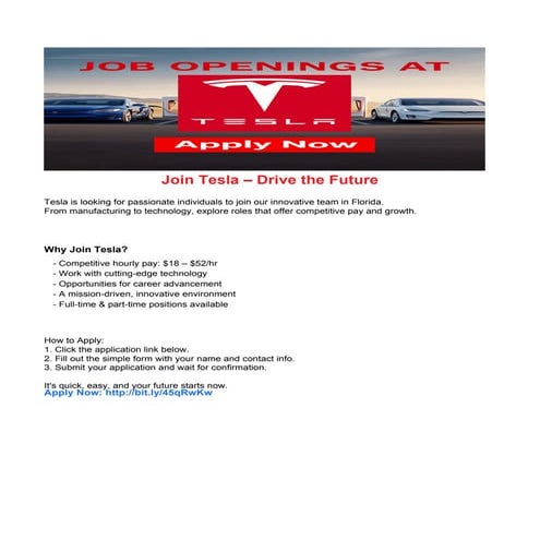 Tesla Job Opportunities – Apply Now for Global Positions at Tesla | PDF
