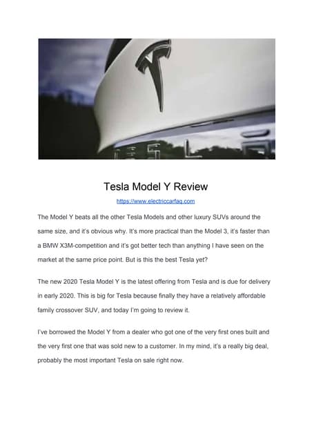 Analysis Of Tesla Model Y.pptx | Green Vehicles | Auto Type