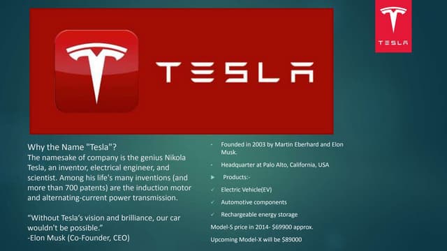 Tesla Motor (Future Perspective) PowerPoint | PPTX