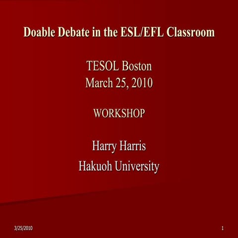 Doable Debate in the ESL/EFL Classroom | PPT