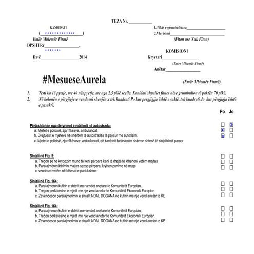 Autoshkolla (Pyetje - përgjigje) | PDF