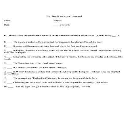 Test..text word native and borrowed | PDF