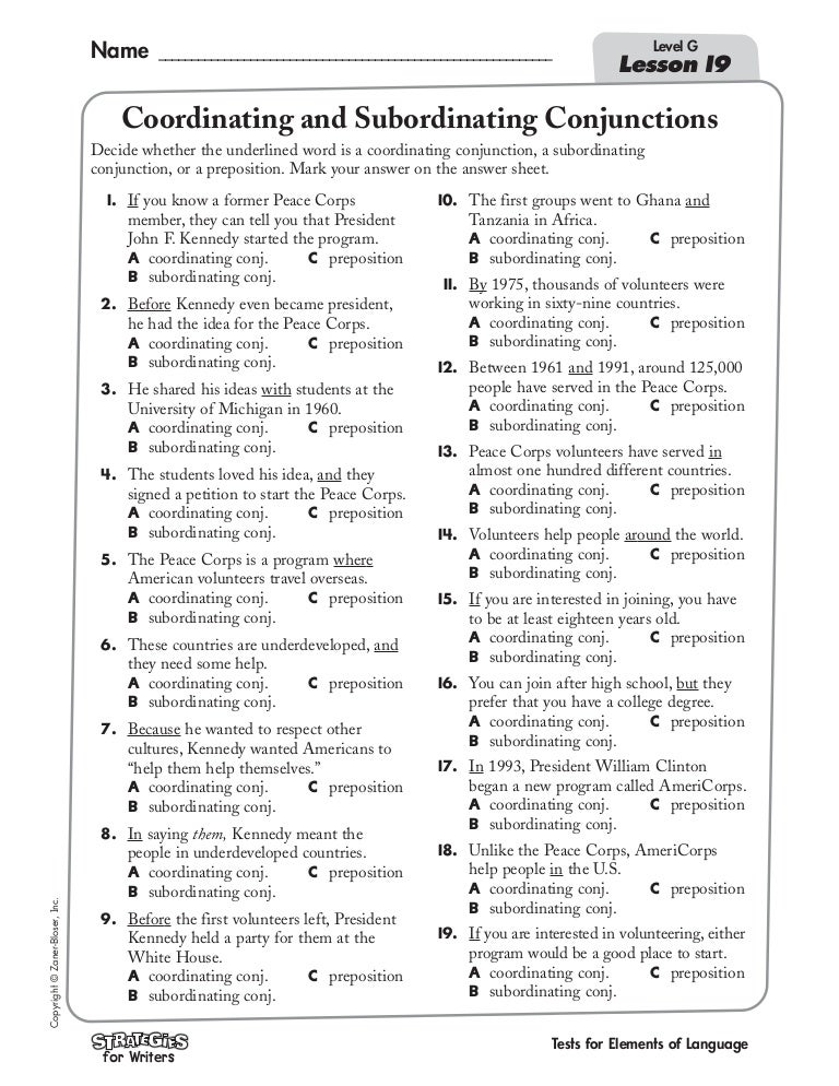 Coordinating & Subordinating Conjunctions