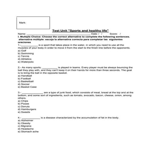 Tests | DOCX | Sports