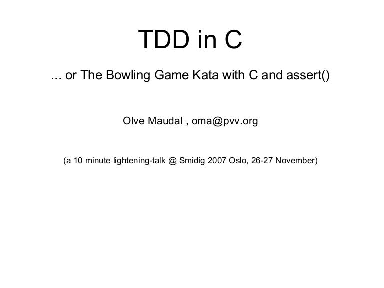 Test Driven Development In C