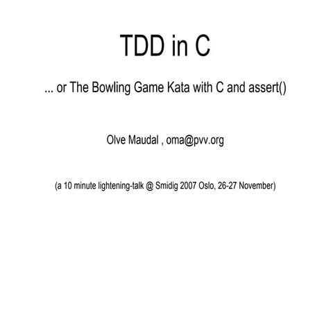 Test Driven Development In C Ppt