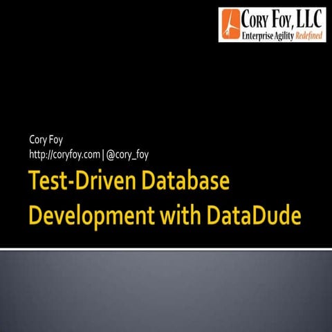 Test Driven Database Development With Data Dude Ppt 