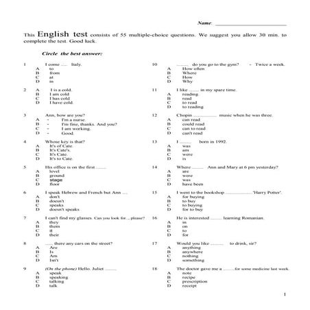 Ef level tests | PDF