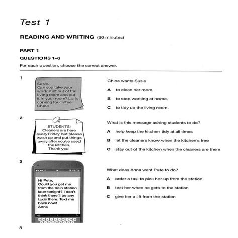 TEST 1 KET a2 levelfor english learners to study | PDF
