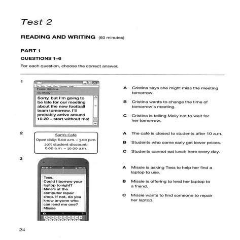 TEST 1 KET a2 levelfor english learners to study | PDF
