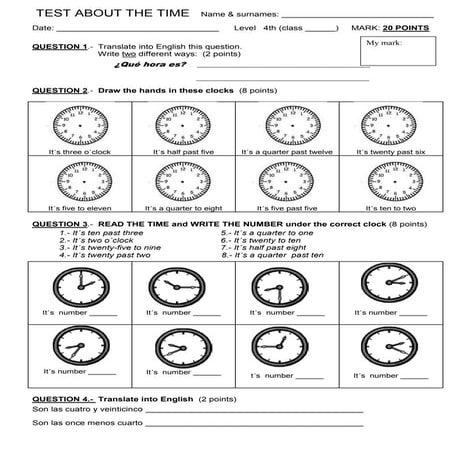 Test About T H E T I M E Pdf