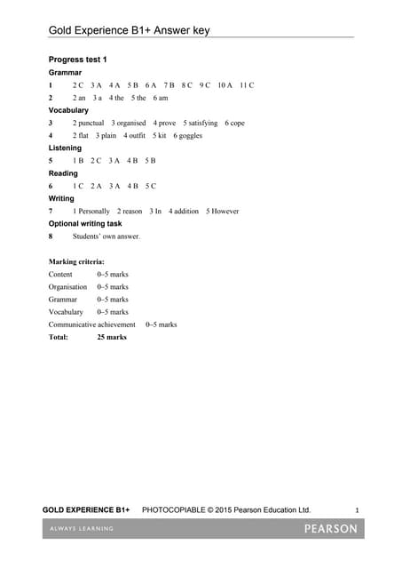 Answer key unit 6 | PDF
