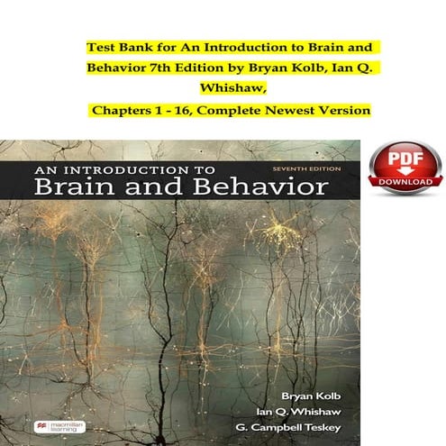 TEST BANK For An Introduction to Brain and Behavior, 7th Edition by ...