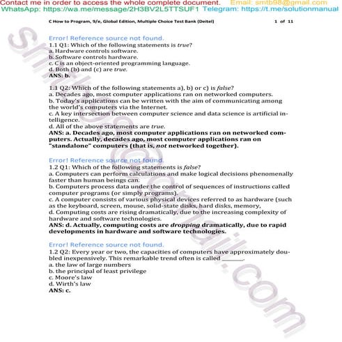 Question Bank for C How to Program 9th Global Edition by Deitel | PDF