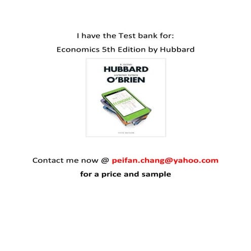 Test bank for economics 5th edition by hubbard | DOCX