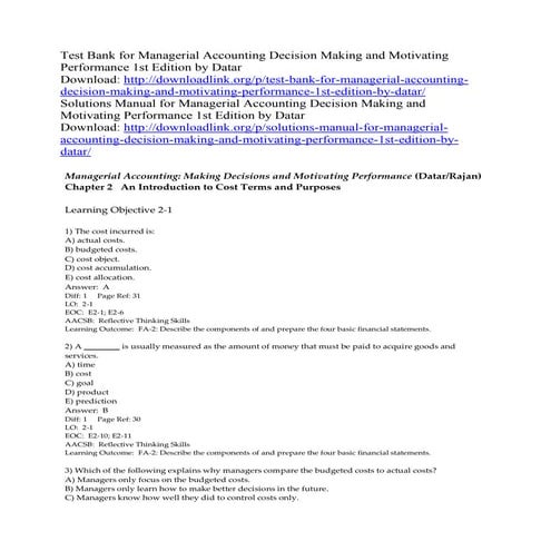 Test Bank for Managerial Accounting Decision Making and Motivating ...
