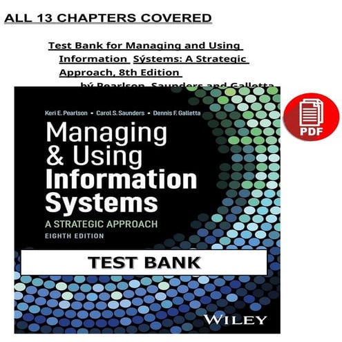 Test Bank for Managing and Using Information Systems, 8th Edition by ...