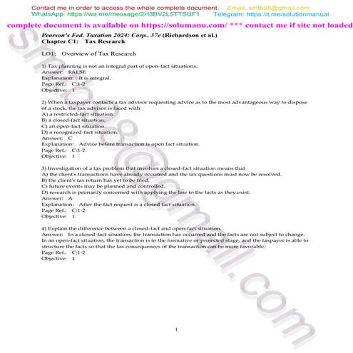 Question Bank for Pearson's Federal Taxation 2024, Corporations 37th ...