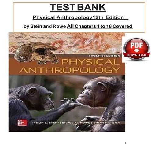 Test Bank for Physical Anthropology, 12th Edition by Philip Stein ...
