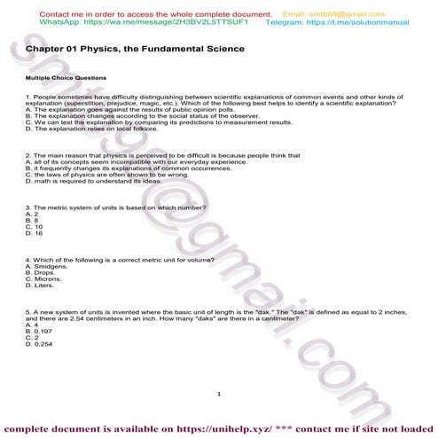 Answers to Problems for Physics of Everyday Phenomena 8th Edition by ...