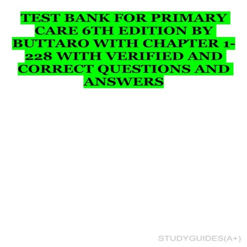 TEST BANK FOR PRIMARY CARE 6TH EDITION BY BUTTARO WITH CHAPTER 1¬¬¬¬¬¬ ...