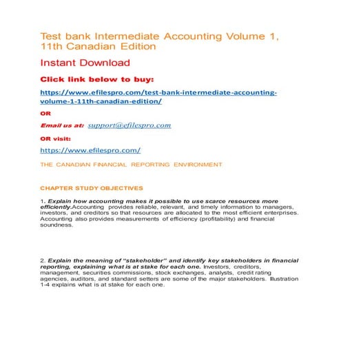 Test bank intermediate accounting volume 1, 11th canadian edition ...