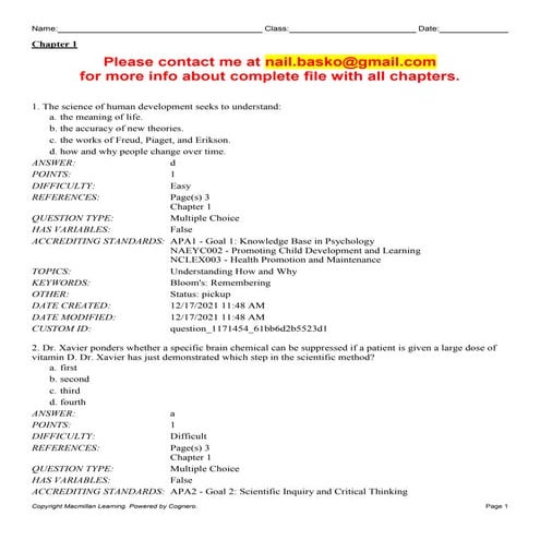 test bank Invitation to the Life Span, 5e Kathleen Stassen Berger test ...