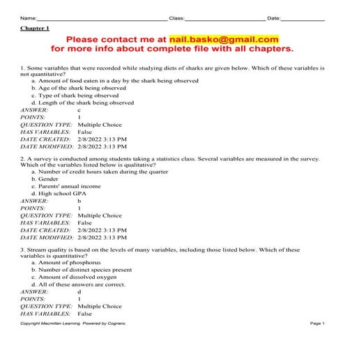 test bank Practice of Statistics in the Life Sciences, Digital Update ...