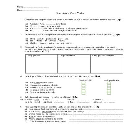 Schema - verb (moduri și timpuri verbale) | DOCX